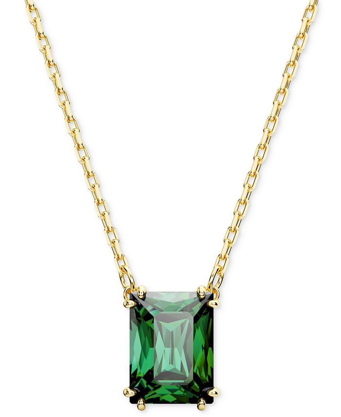 Swarovski Gold-Tone Color Rectangle Crystal Pendant Necklace, 15" + 2-3 ...