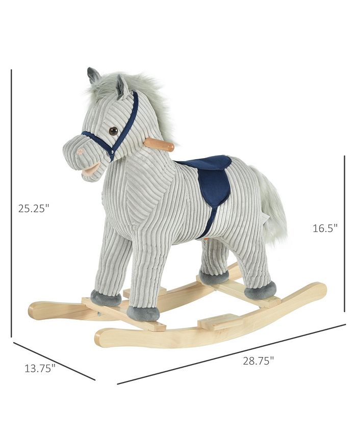 Qaba Kids Rocking Horse Plush Ride on Horse Toddler Rocker for 36-72 ...