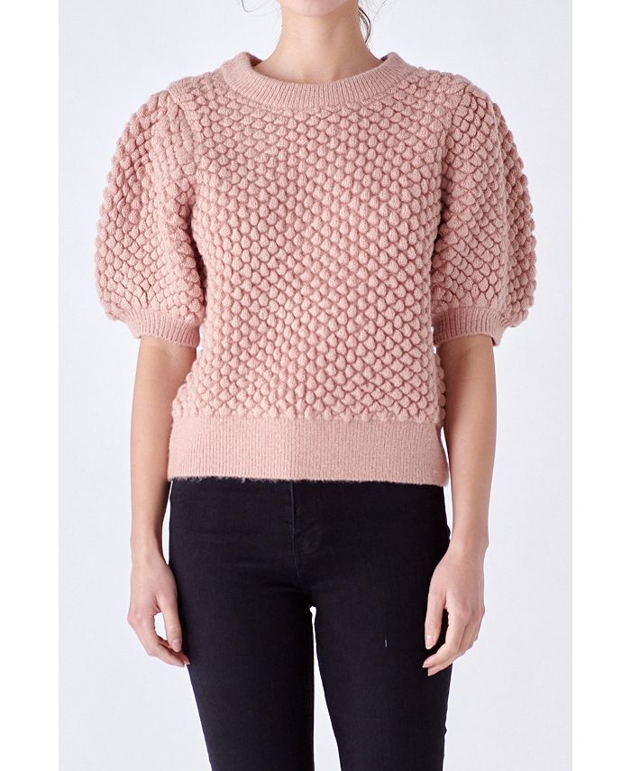 English Factory Women's Textured Puff Sweater - Macy's