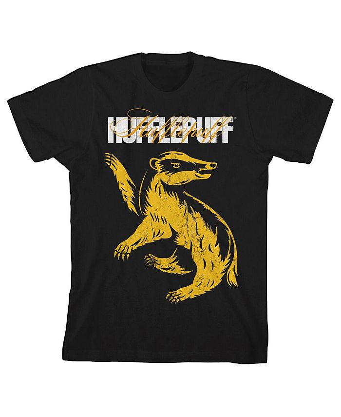 Bioworld Big Boys and Girls Black Distressed Harry Potter Hufflepuff T ...