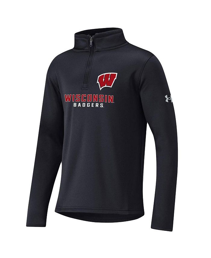 Under Armour Big Boys Black Wisconsin Badgers Fleece Quarter-Zip Jacket ...
