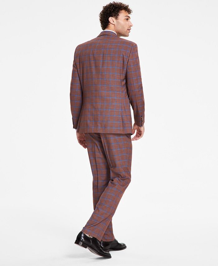 Tayion Collection Men's Classic-Fit Plaid Vested Suit Separates - Macy's