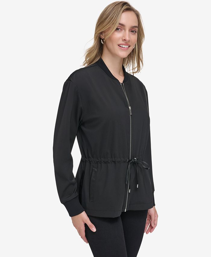 Calvin Klein Women's Drawstring-Waist Zip-Up Jacket - Macy's