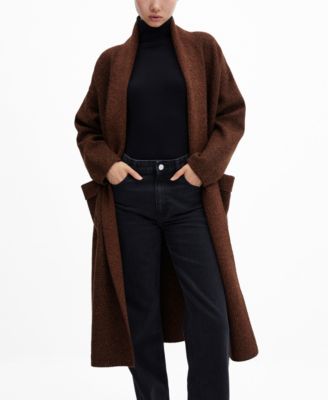MANGO Women's Pocket Detail Oversized Knitted Coat - Macy's
