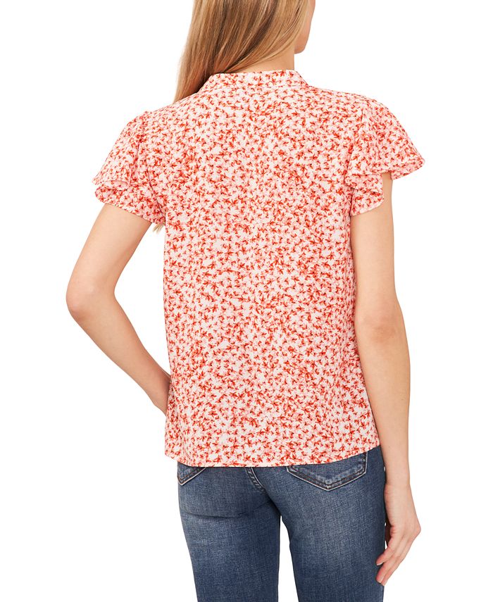 CeCe Women's V-Neck Ruffle-Short-Sleeve Blouse - Macy's