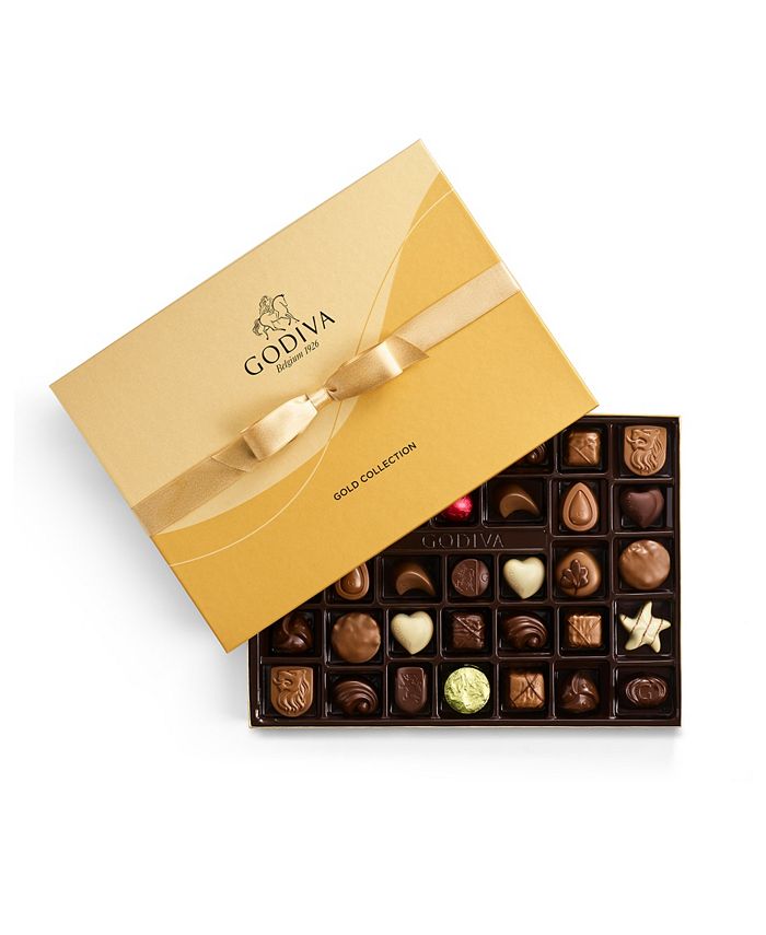 Godiva Assorted Chocolate Gold-Tone Gift Box, 36 Piece - Macy's