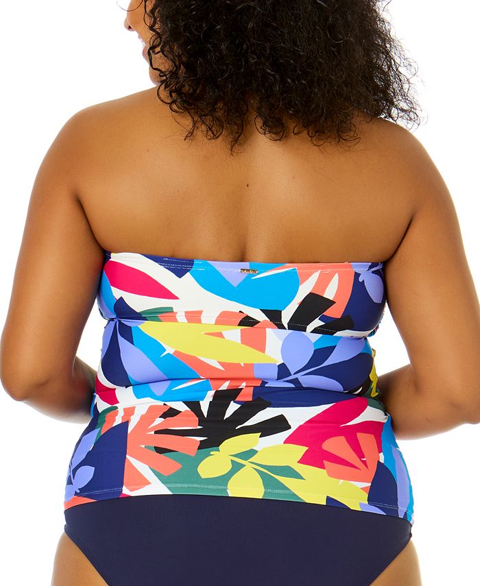 Anne Cole Plus Size Crossover Bandeau Underwire Tankini Top - Macy's