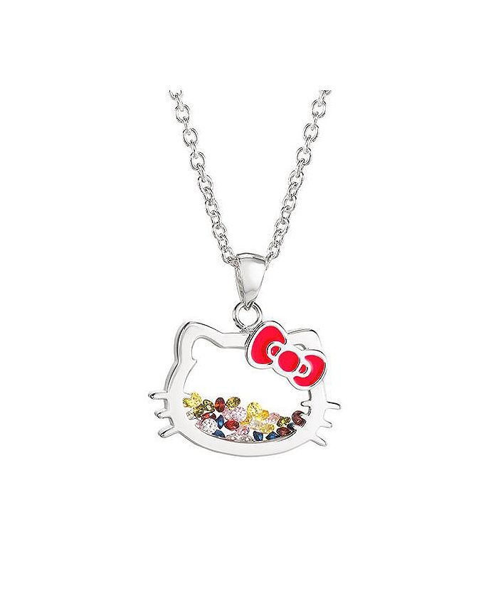 Hello Kitty Silver Plated Shaker Pendant Necklace, 18'' - Macy's