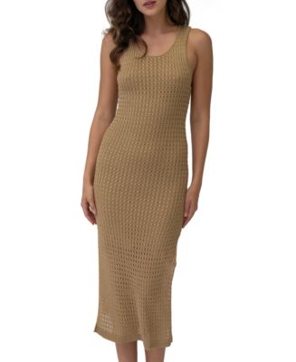 ADRIENNE LANDAU Women's Metallic Racerback Sleeveless Midi Dress - Macy's