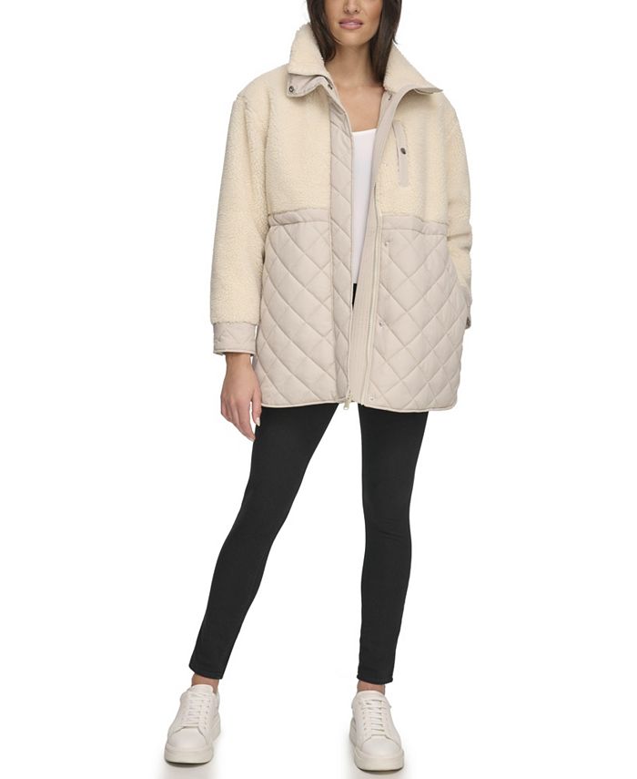 Andrew Marc Sport Women's Mixed Media Sherpa And Quilt Jacket With ...