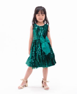 Rare Editions Little Girls Sleeveless Sequin and Velvet Social Dress ...