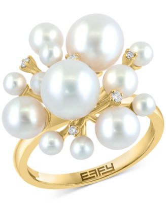 EFFY® Freshwater Pearl (3-7mm) & Diamond (1/20 ct. t.w.) Starburst ...