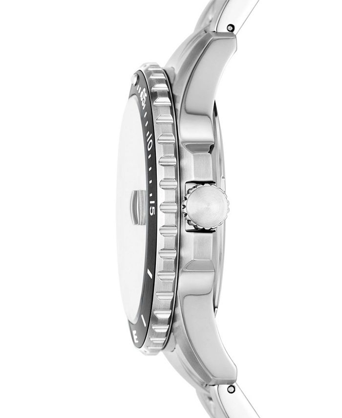 Fossil Men's Blue Dive Three-Hand Date Silver-Tone Stainless Steel ...