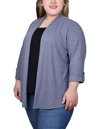 NY Collection Plus Size 3/4 Sleeve Two in One Top - Macy's