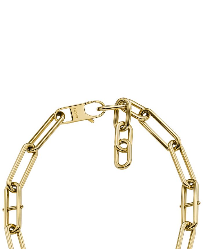 Fossil Heritage D-Link Glitz Gold-Tone Stainless Steel Y-Neck Necklace ...