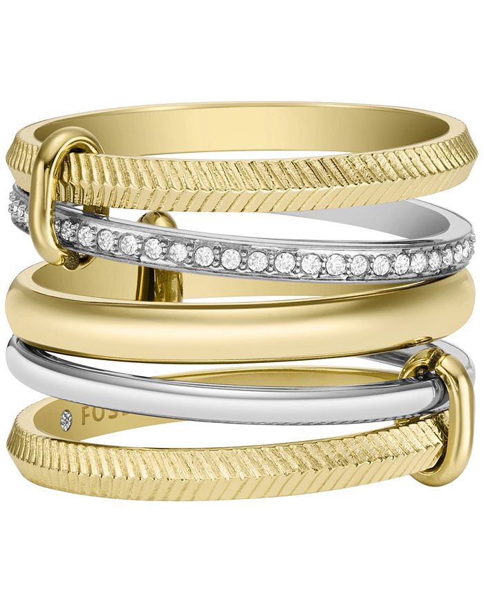 Fossil All Stacked Up Two-Tone Stainless Steel Prestack Ring - Macy's
