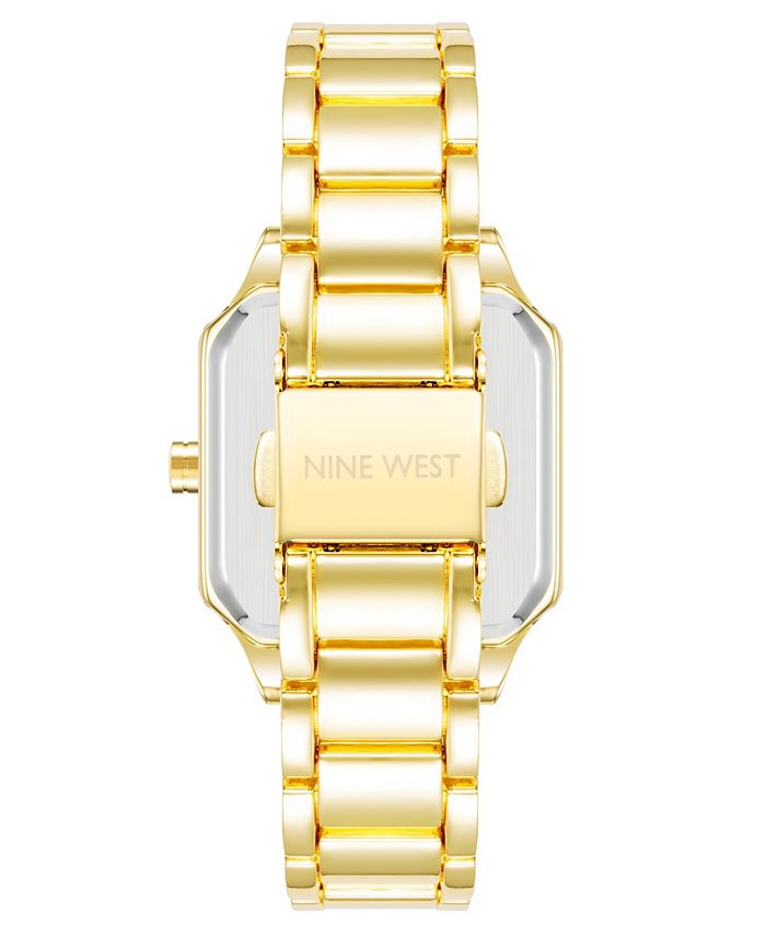 Nine West Women's Quartz Square Gold-Tone Alloy Link Bracelet Watch ...