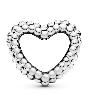Pandora Sterling Silver Beaded Open Heart Charm - Macy's
