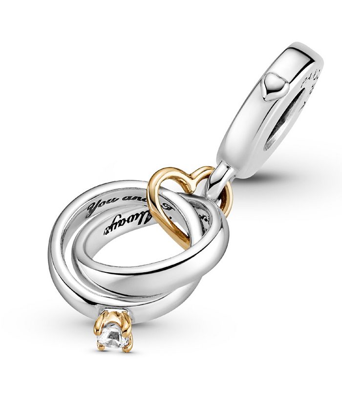 Pandora Sterling Silver Two-Tone Wedding Rings Dangle Charm - Macy's
