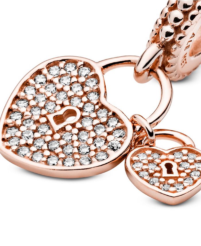 Pandora Cubic Zirconia Pave Heart Padlocks Dangle Charm - Macy's