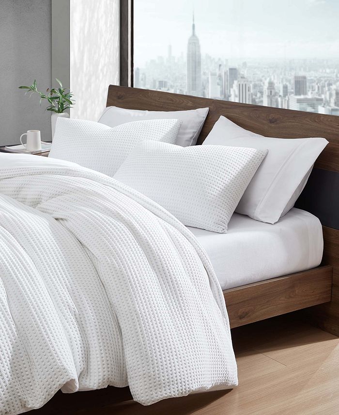 Kenneth Cole New York Solid Waffle 3 Piece Comforter Set, Full/Queen ...
