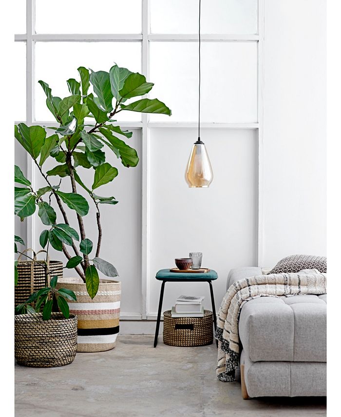 Storied Home Soft-Sided Cotton Wool Storage Basket Storage with Stripes ...