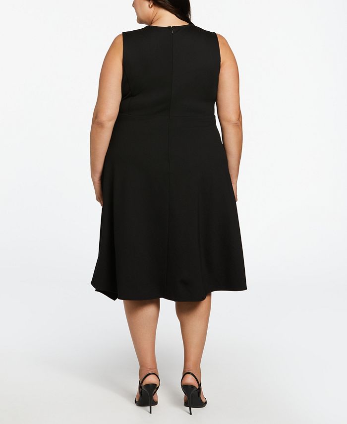 ELLA Rafaella Plus Size Draped Skirt Sleeveless Ponte Dress - Macy's