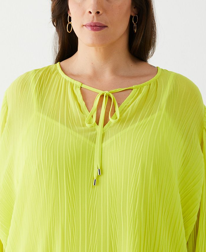 ELLA Rafaella Plus Size Pleated Balloon Sleeve Blouse - Macy's