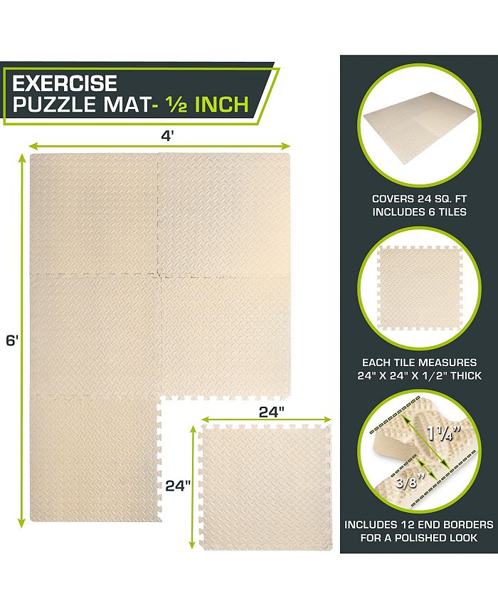 ProsourceFit Exercise Puzzle Mat 1/2-in, 24 Sq Ft - 6 Tiles - Macy's