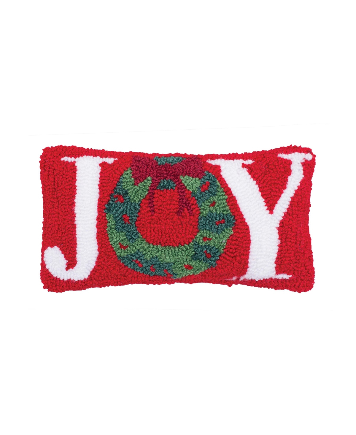 Click here for 6 x 12 Joy Wreath Hooked Petite Throw Pillow - Red prices