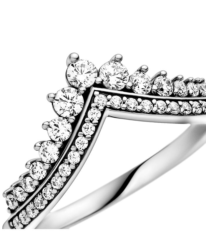 Pandora Cubic Zirconia Timeless Princess Wishbone Ring - Macy's