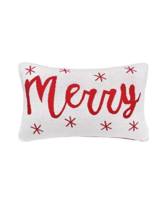 Merry Knitted Christmas Throw Pillow, 14" x 22" - Macy's