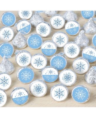 Blue Snowflakes - Small Round Candy Stickers - Party Favor Labels - 324 ...