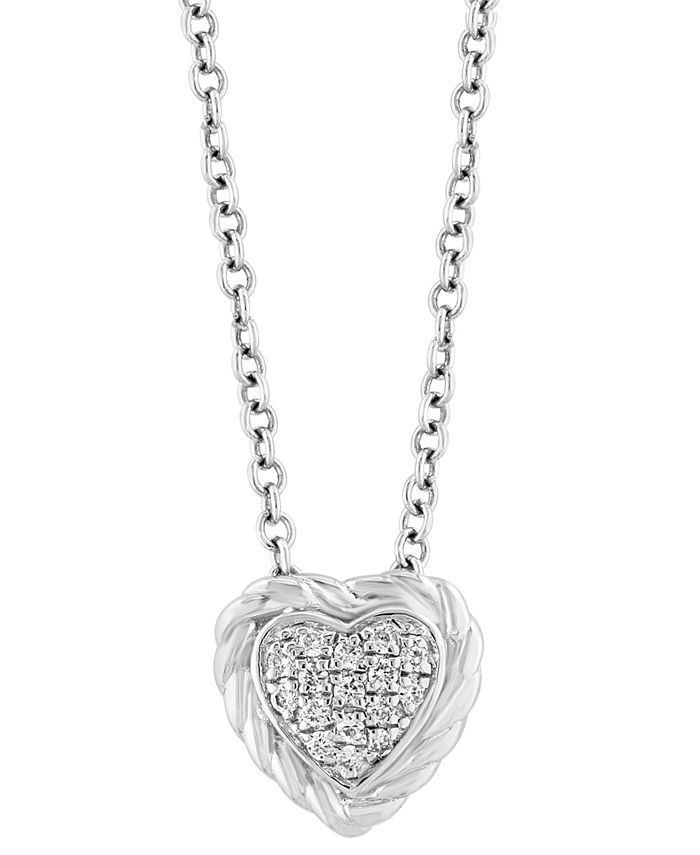 EFFY Collection EFFY® Diamond Pavé Heart 18" Pendant Necklace (1/20 ct ...