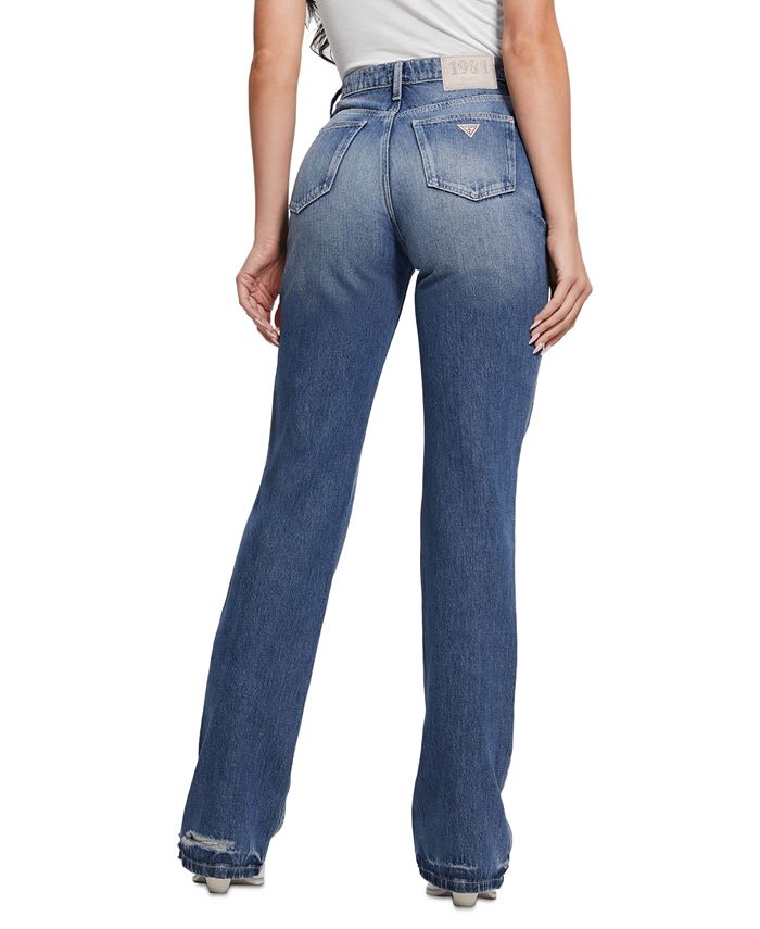 GUESS Women's 80s High-Rise Embellished Straight-Leg Jeans - Macy's
