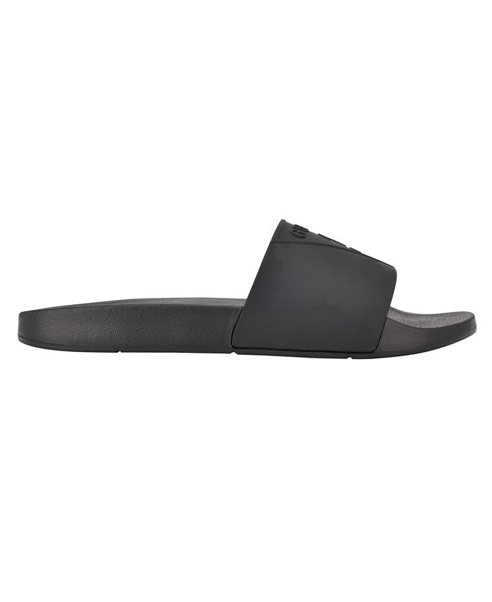 GUESS Men's Estol Triangle Logo Branded Pool Slides - Macy's