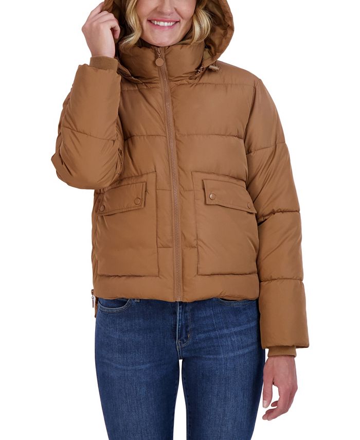 Sebby Juniors' Women ' Contrast Zipper Puffer Jacket - Macy's