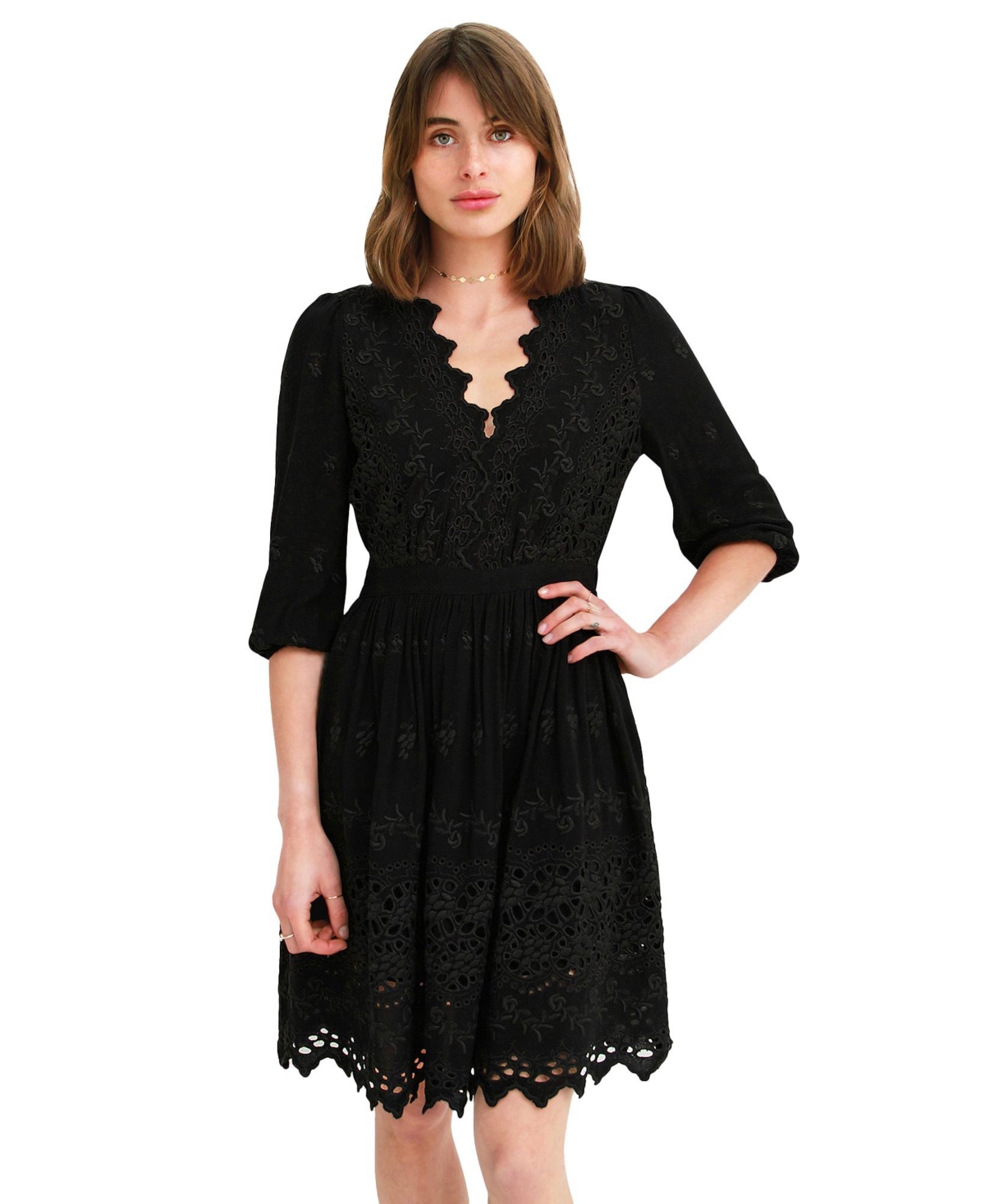 Click here for Belle & Bloom Womens Sweet Talk Eyelet Mini Dress... prices