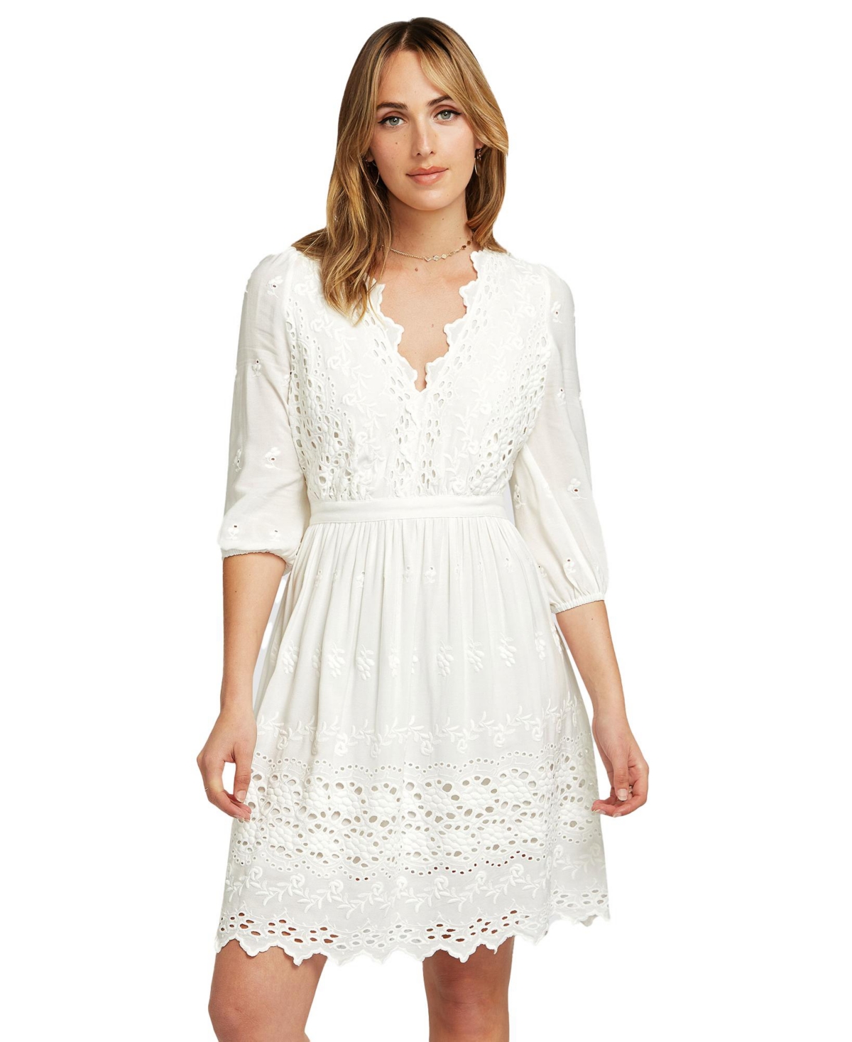 Click here for Belle & Bloom Womens Sweet Talk Eyelet Mini Dress... prices