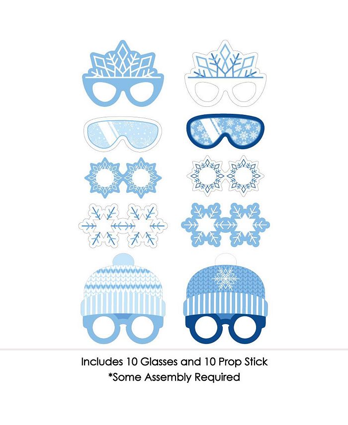 Big Dot of Happiness Blue Snowflakes Glasses and Headpieces - Paper ...