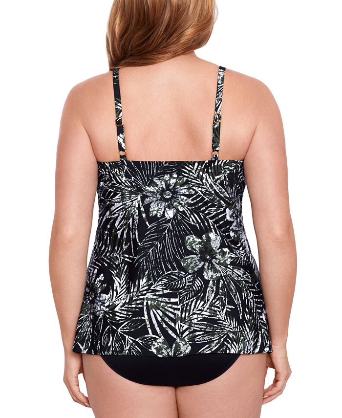 Miraclesuit Plus Size Zahara Love Knot Split-Front Tankini Top & Solid ...