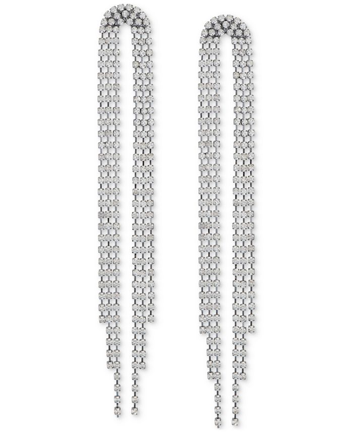 Lucky Brand Gunmetal-Tone Crystal Fringe Statement Earrings - Macy's
