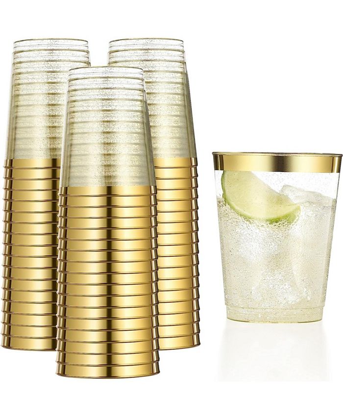 Chateau Fine Tableware 100 Gold Plastic Cups 10 Oz Gold Glitter Plastic ...