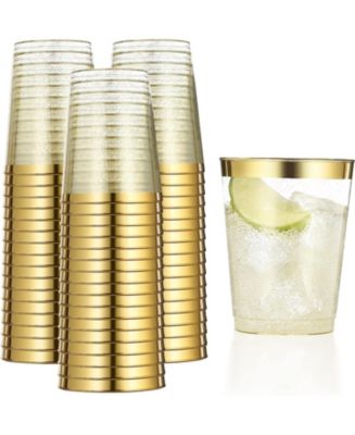 CHATEAU FINE TABLEWARE 100 Gold Plastic Cups 10 Oz Gold Glitter Plastic ...