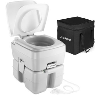 Alpcour Compact Portable Toilet - 5.3 Gallon Indoor & Outdoor Commode ...