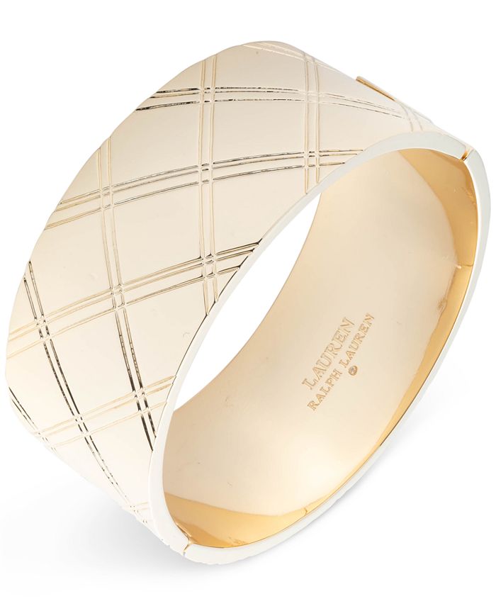 Lauren Ralph Lauren Gold-Tone Tartan Pattern Bangle Bracelet - Macy's