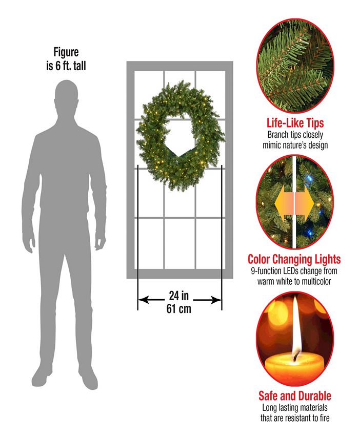 National Tree Company 24" Kingswood Fir Wreath with 250 Battery ...