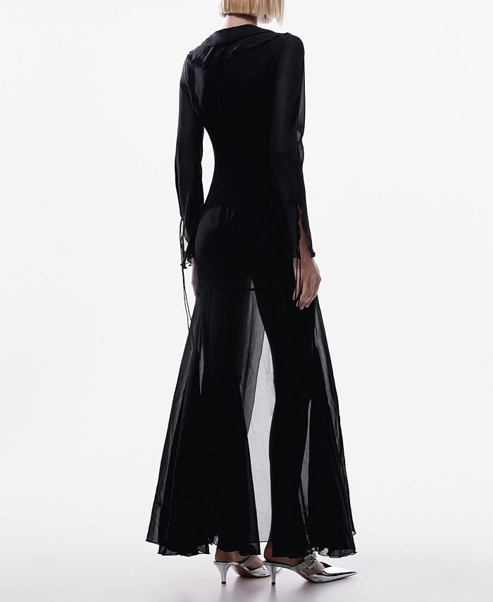 MANGO Women's Chiffon Ruffle Dress - Macy's