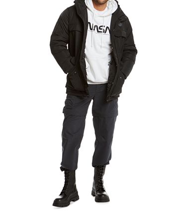 Space One Men's Nasa Inspired Parka Jacket with Printed Astronaut ...