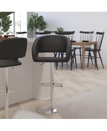 MERRICK LANE Rothko Modern Bar Stool Rounded Mid-Back Stool With Height ...